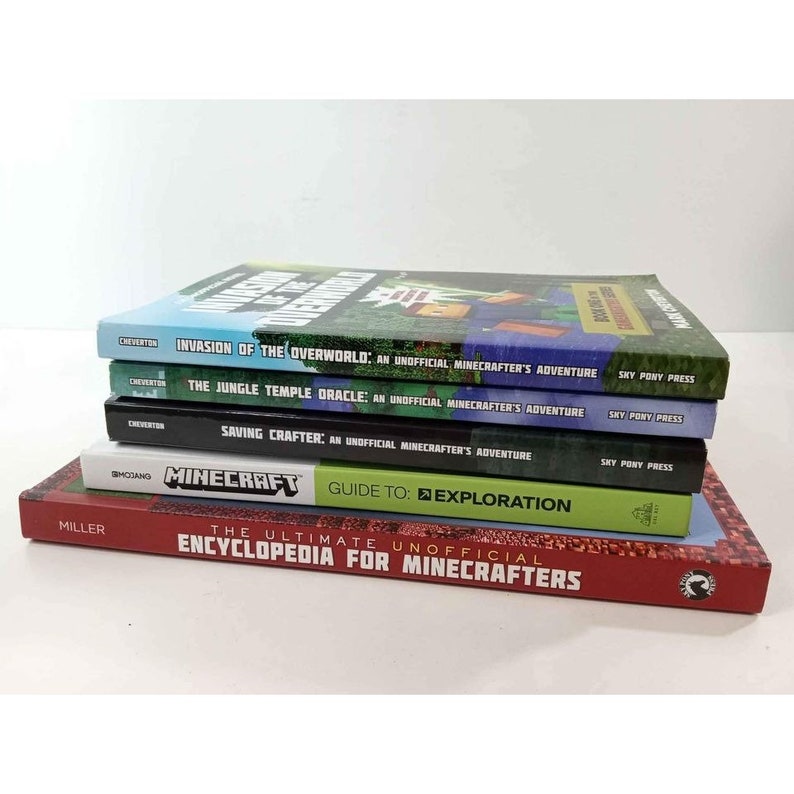 Lot of 5 Minecraft Books, Guide, Encyclopedia, Novels - Etsy