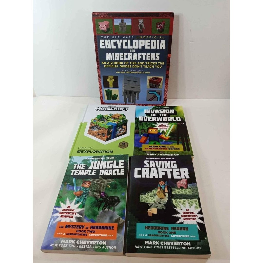 Lot of 5 Minecraft Books, Guide, Encyclopedia, Novels - Etsy