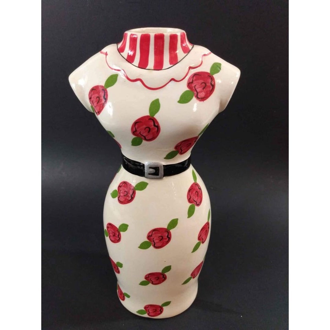 Vintage Woman's Bust/flowered Dress Porcelain Vase 7 Mid Century ...