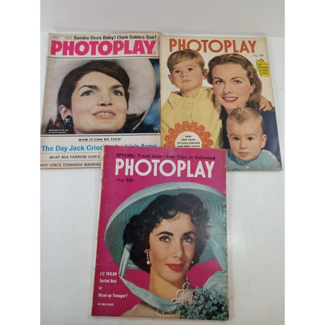 Mid Century Photoplay Magazine Lot Elizabeth Taylor/jackie Kennedy ...