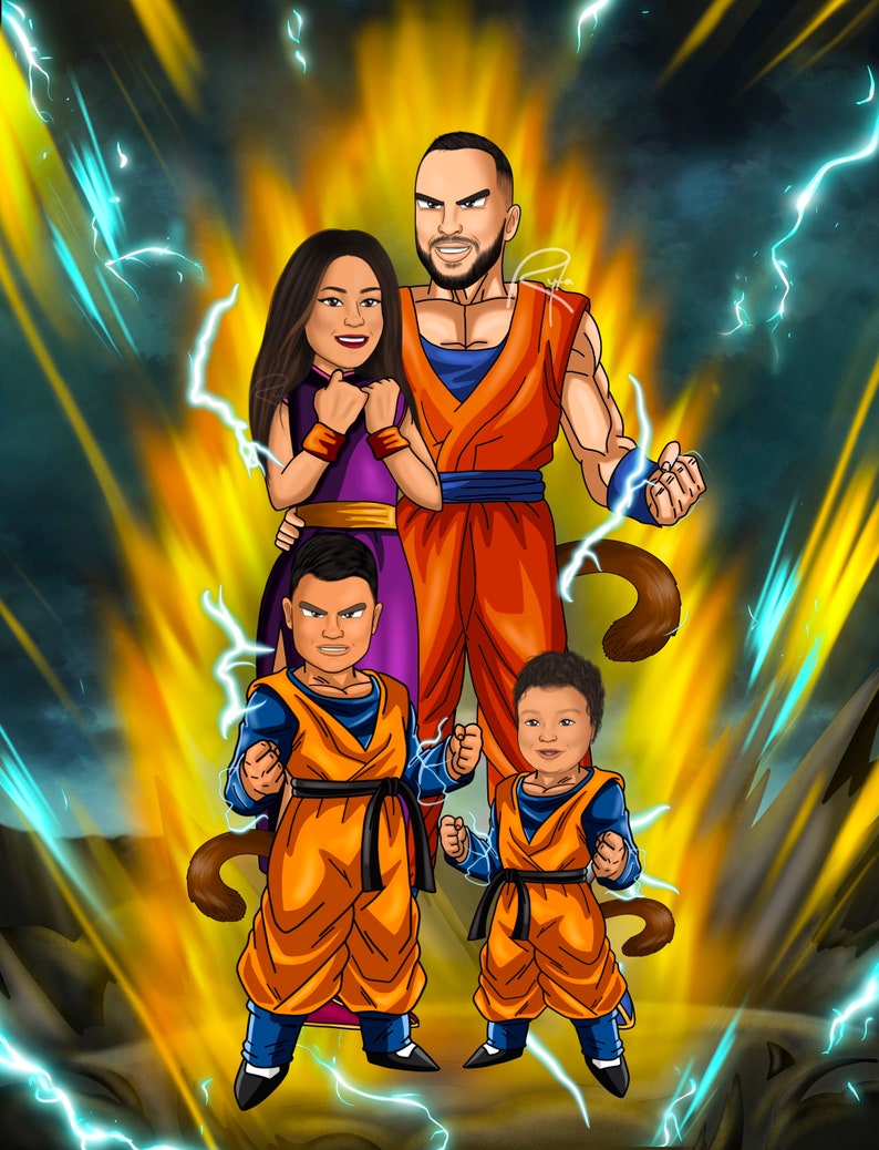 Dragon Ball Z Custom Portrait -first Father's Day Gift -anniversary ...
