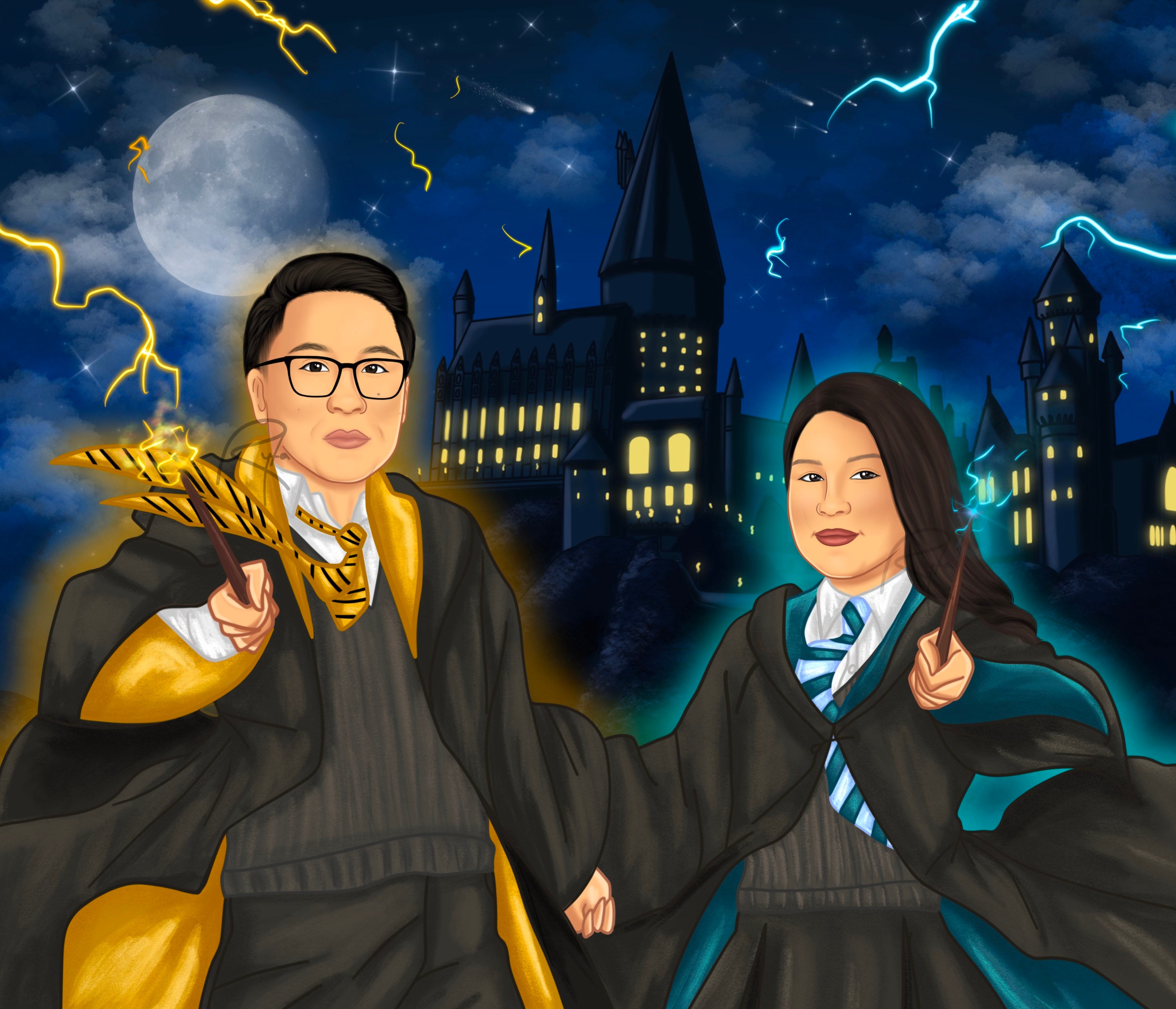 Wizard Portrait father's Day Gift personalized Gift birthday Gift ...