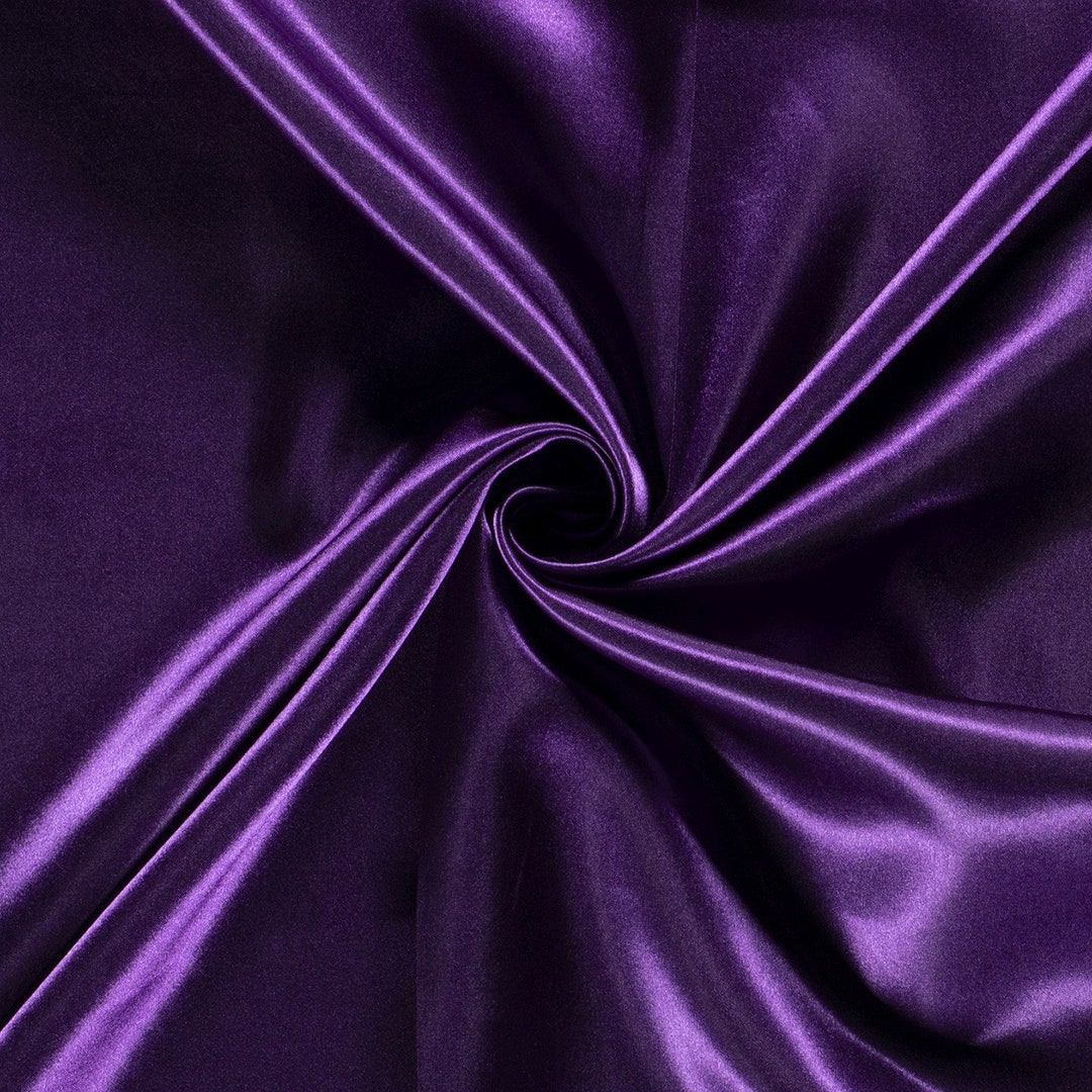 Dark Purple Silky Polyester Satin Drapy Fabric for Dresses, Prom ...
