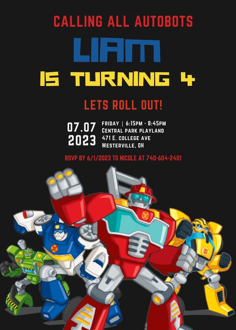 Autobots Transformers Birthday Invitation 5x7 - Etsy