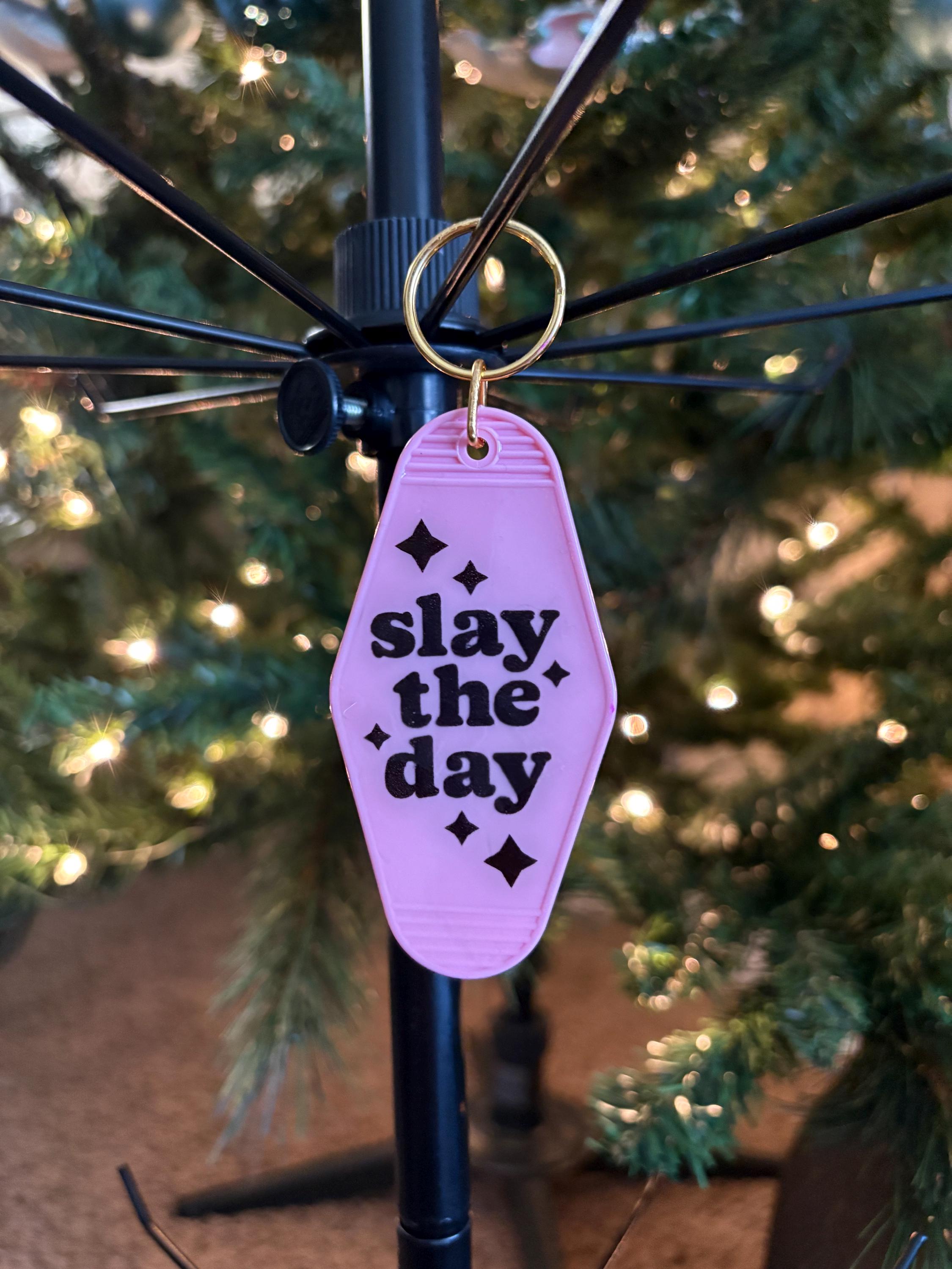 Motel Retro Keychain Slay the Day / Stocking Stuffers - Etsy
