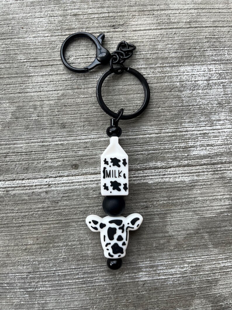 Cow & Milk Keychain, House Keys, Gift for Her, Summertime, Custom ...