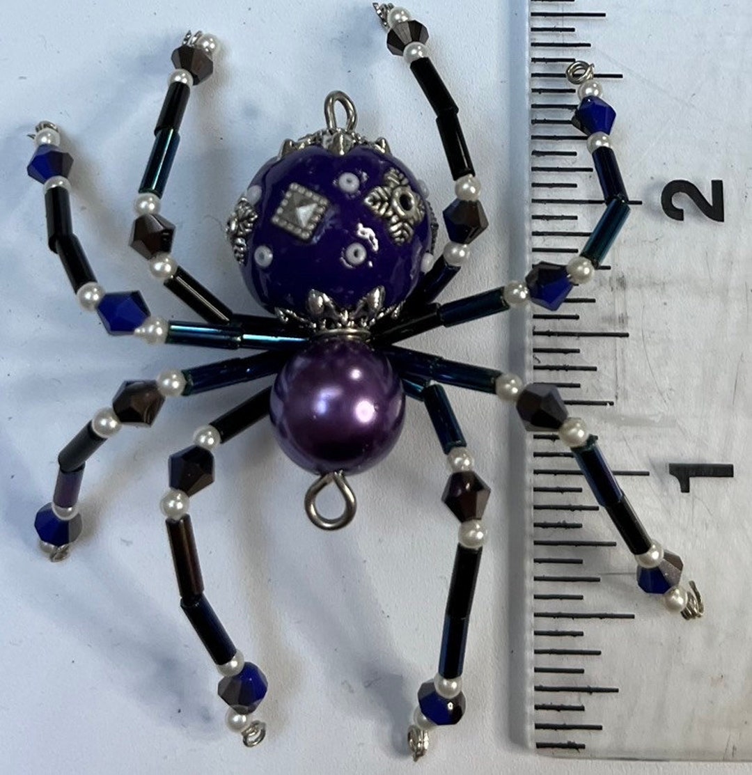 Purple Decorative Beaded Spiders - Etsy