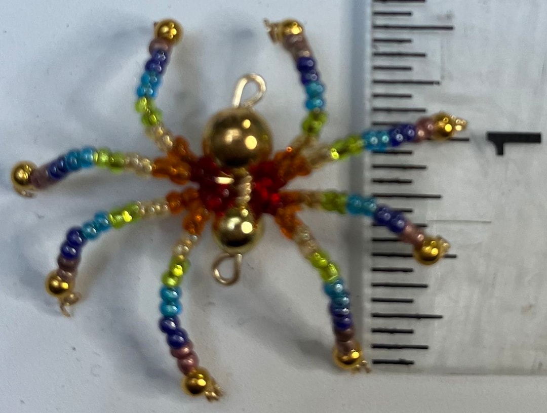 Rainbow Gold Seed Bead Beaded Spider - Etsy