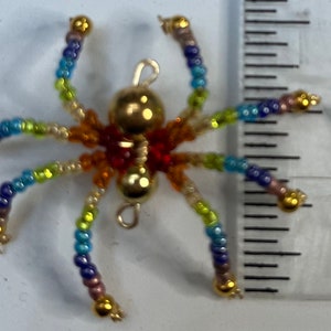 Rainbow Gold Seed Bead Beaded Spider - Etsy