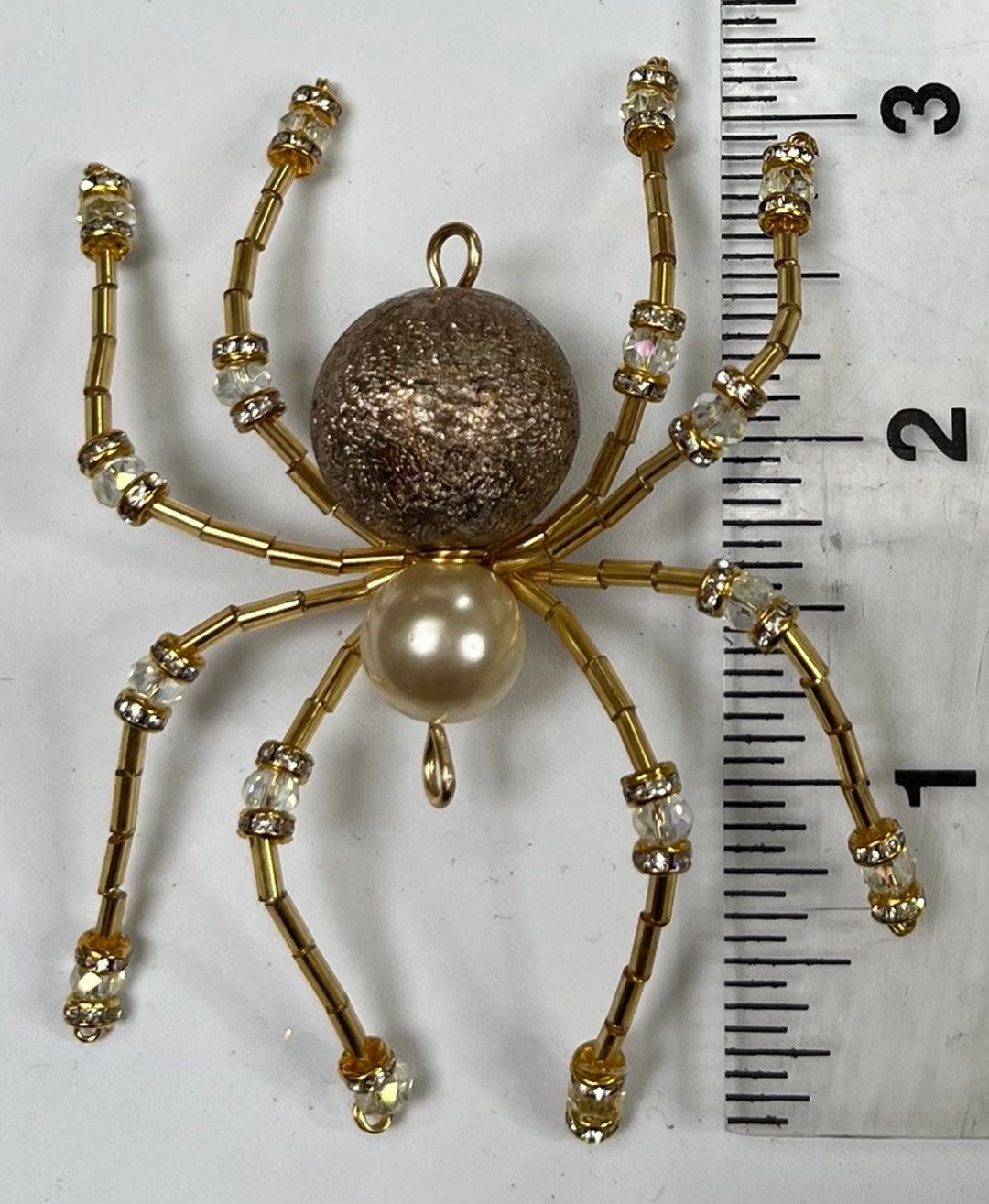 Rose Gold and Pearl With Crystals and Rondells Beaded Spiders - Etsy