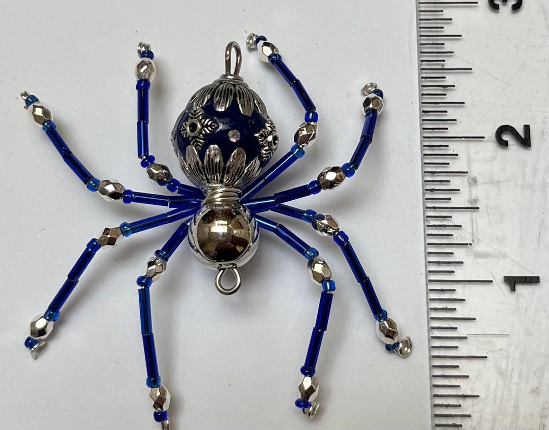 Blue Decorative Beaded Spiders - Etsy