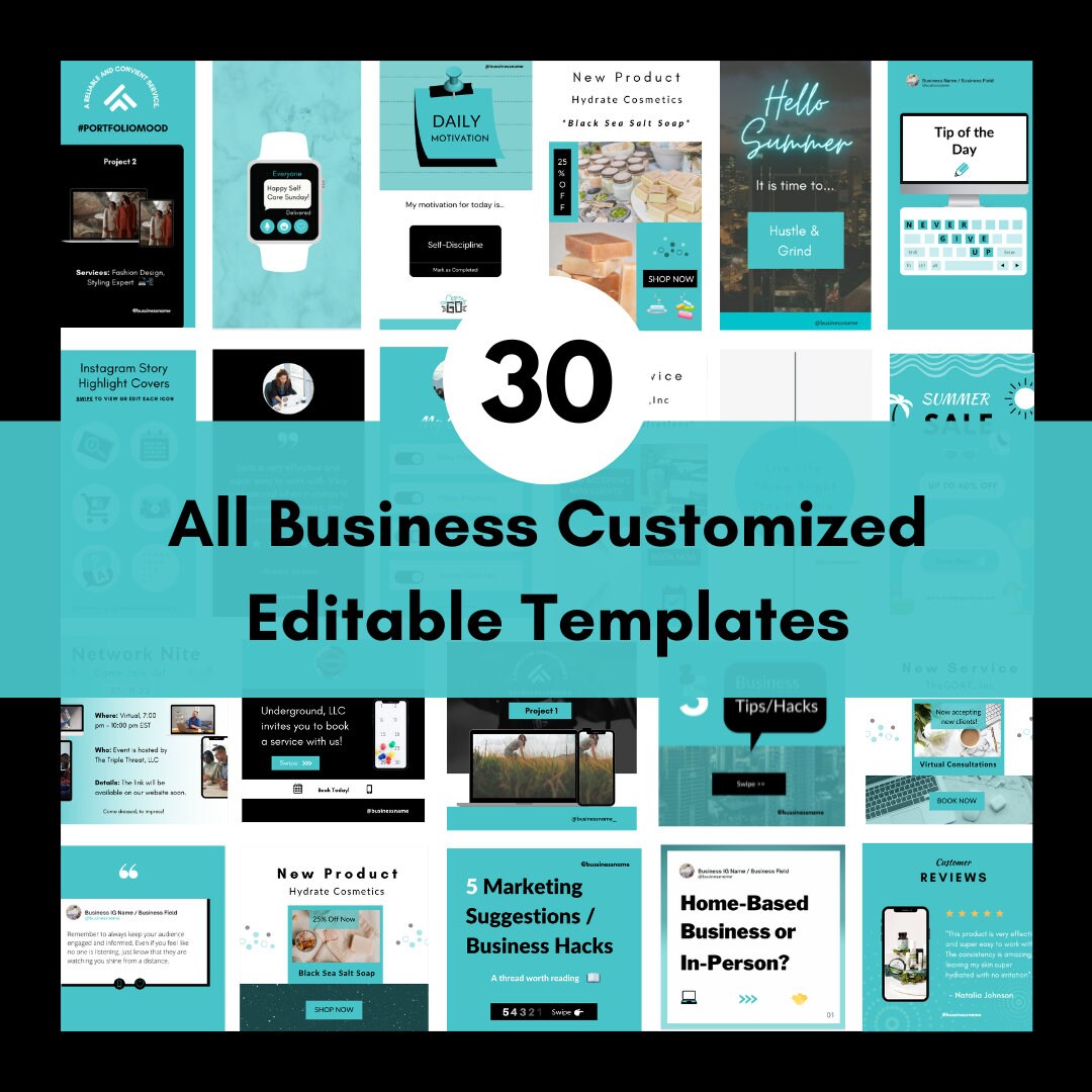 30 All Business Instagram Customized Canva Templates. Engagement ...