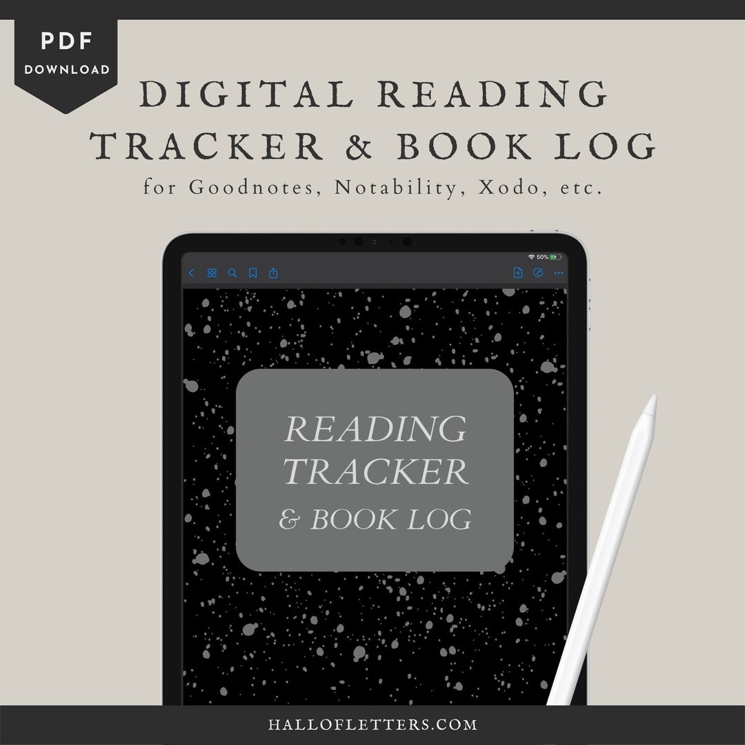 Digital Reading Habit Tracker & Book Log in Dark Mode for Goodnotes ...