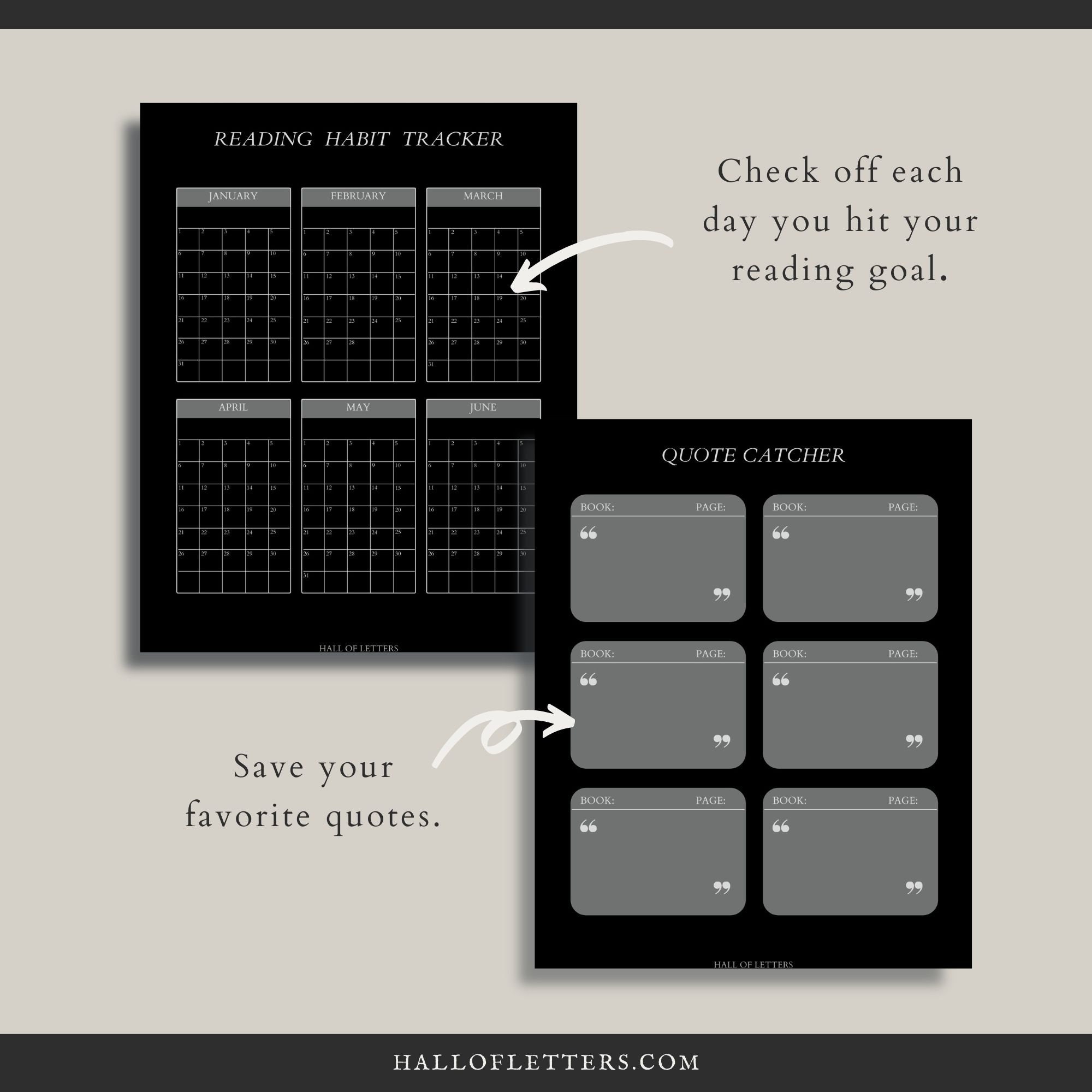 Digital Reading Habit Tracker & Book Log in Dark Mode for Goodnotes ...