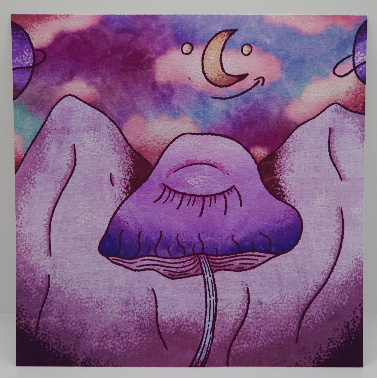 Good Vibes Good Night Celestial Mushroom 7x7 Inch Art Print | Etsy