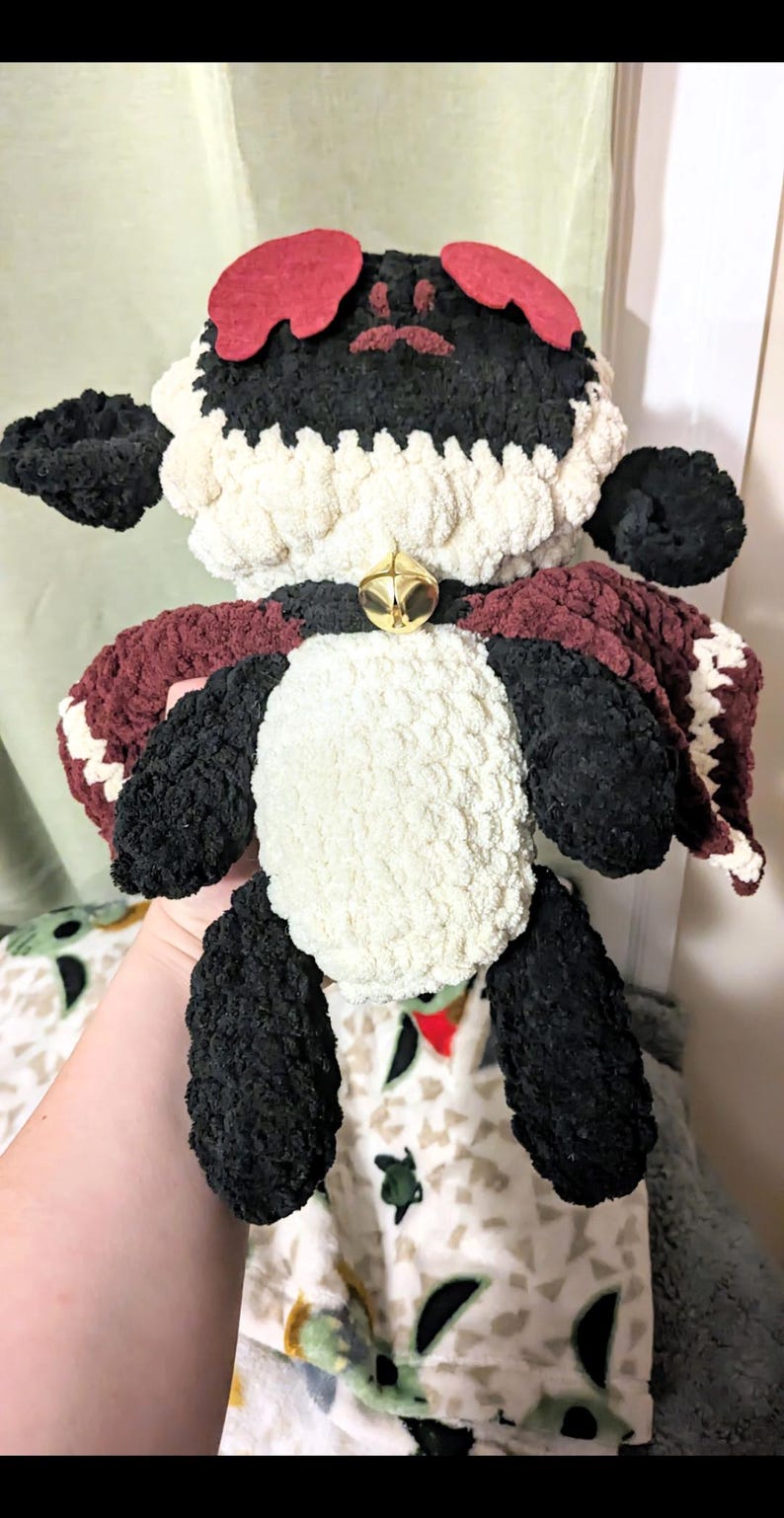 Crochet Demon Lamb Plush Toy, Handmade Stuffed Animal, Kawaii Amigurumi ...