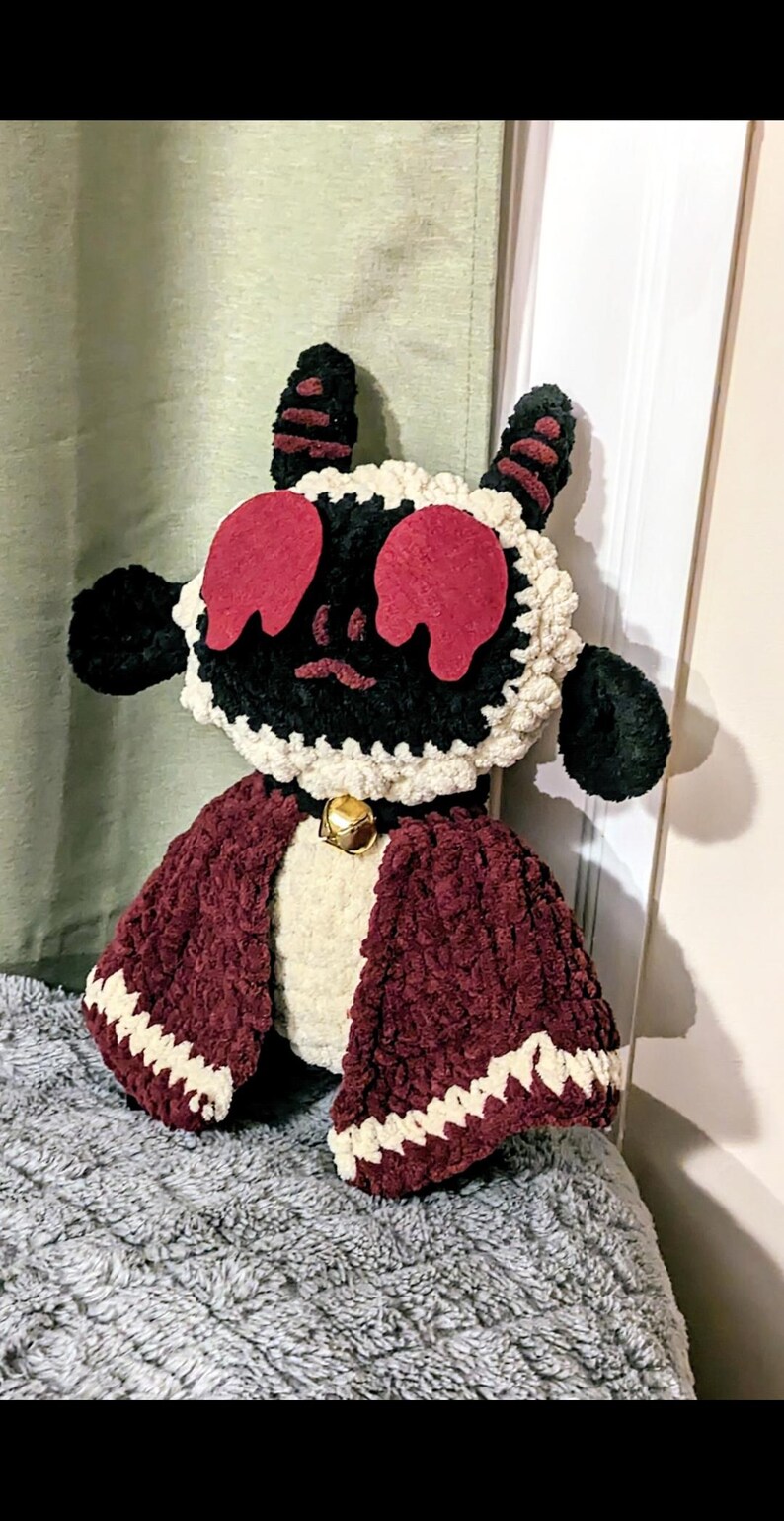 Crochet Demon Lamb Plush Toy, Handmade Stuffed Animal, Kawaii Amigurumi ...