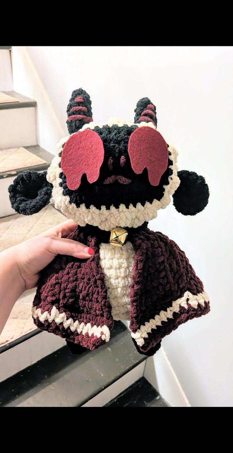 Crochet Demon Lamb Plush Toy, Handmade Stuffed Animal, Kawaii Amigurumi ...