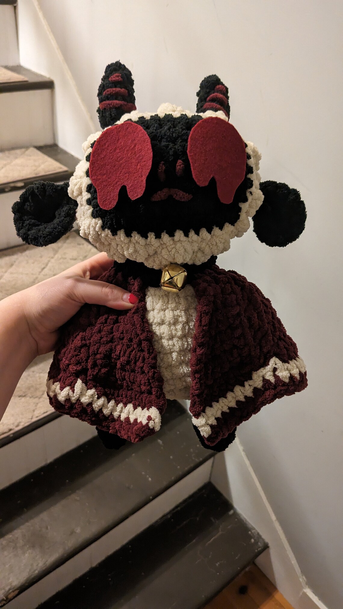 Crochet Demon Lamb Plush Toy, Handmade Stuffed Animal, Kawaii Amigurumi ...