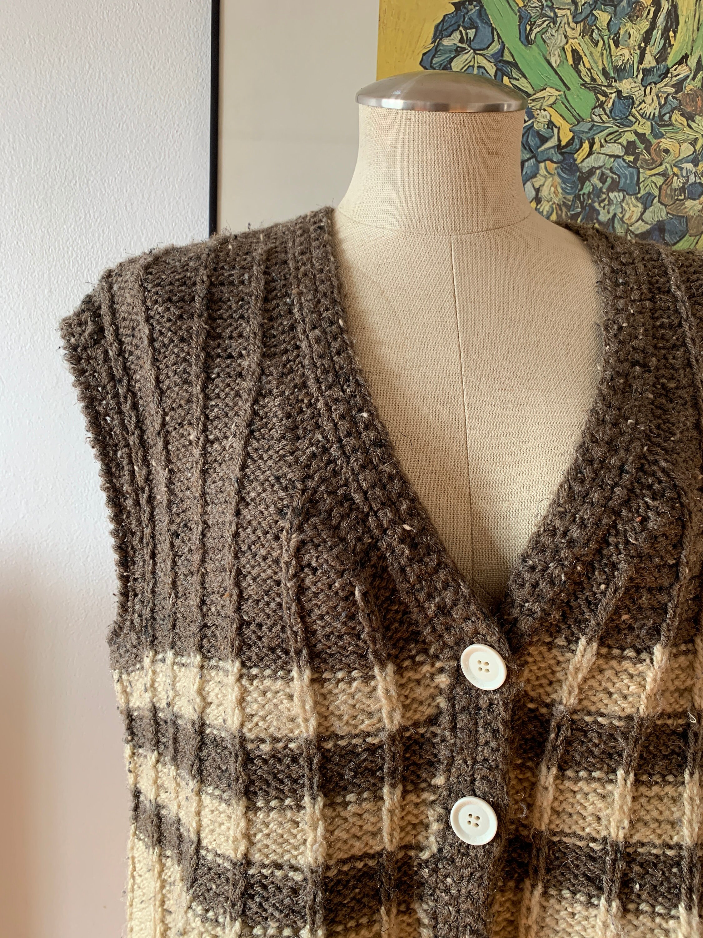 Handmade Knit Chunky Vest | Cable Knit Sweater Vest | Sleeveless ...