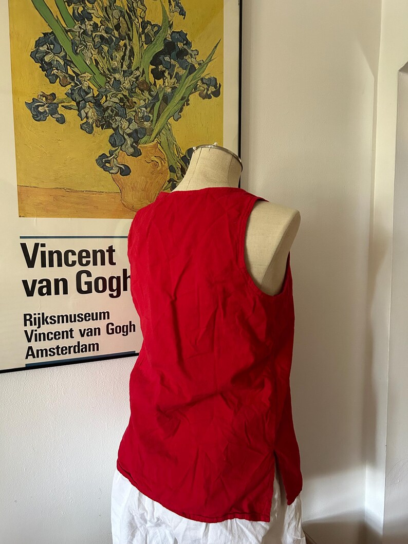 Vintage Red Vest Top | 100% Cotton Red Vest | 90s Red Vest | Vests ...
