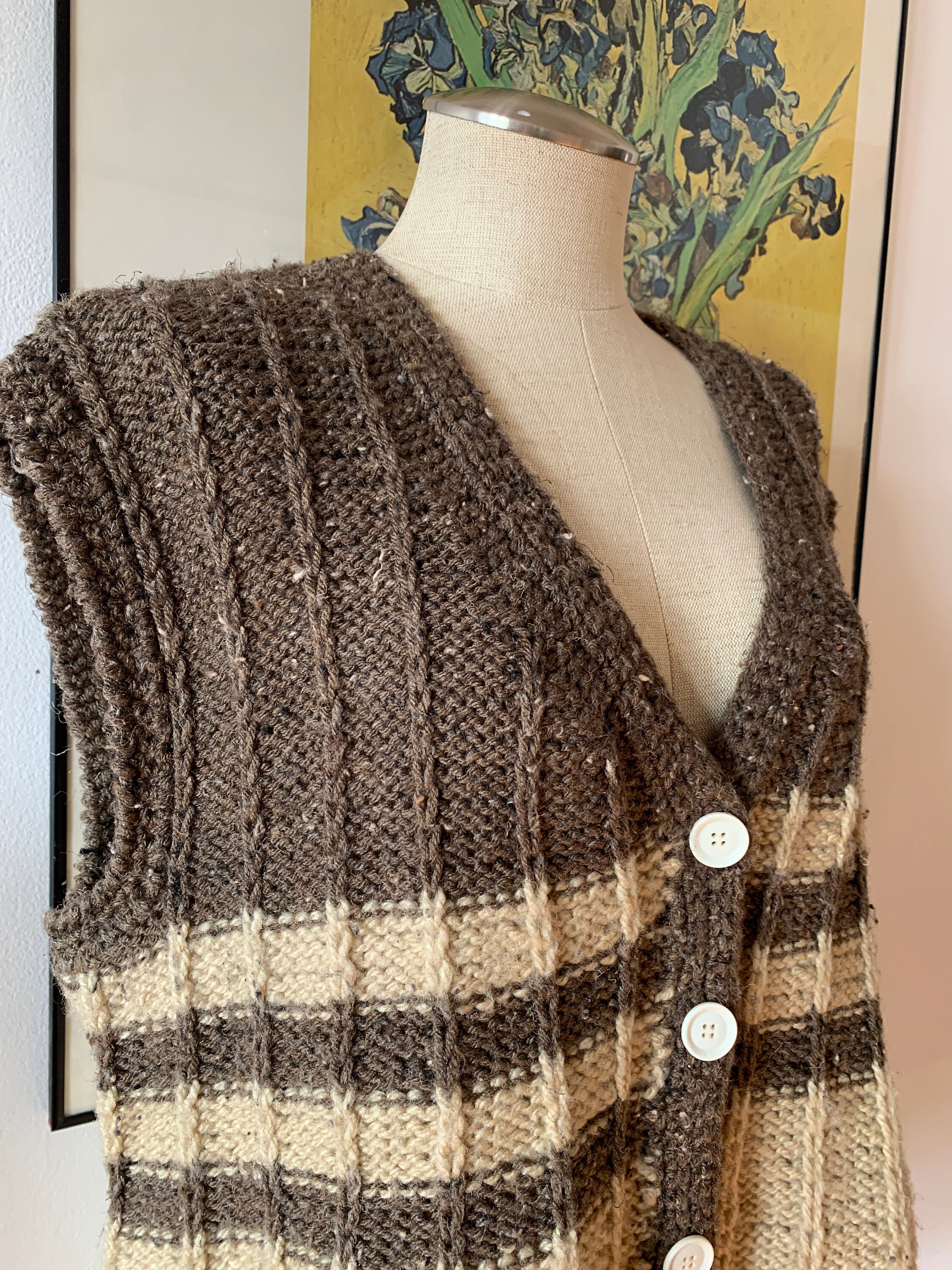Handmade Knit Chunky Vest | Cable Knit Sweater Vest | Sleeveless ...