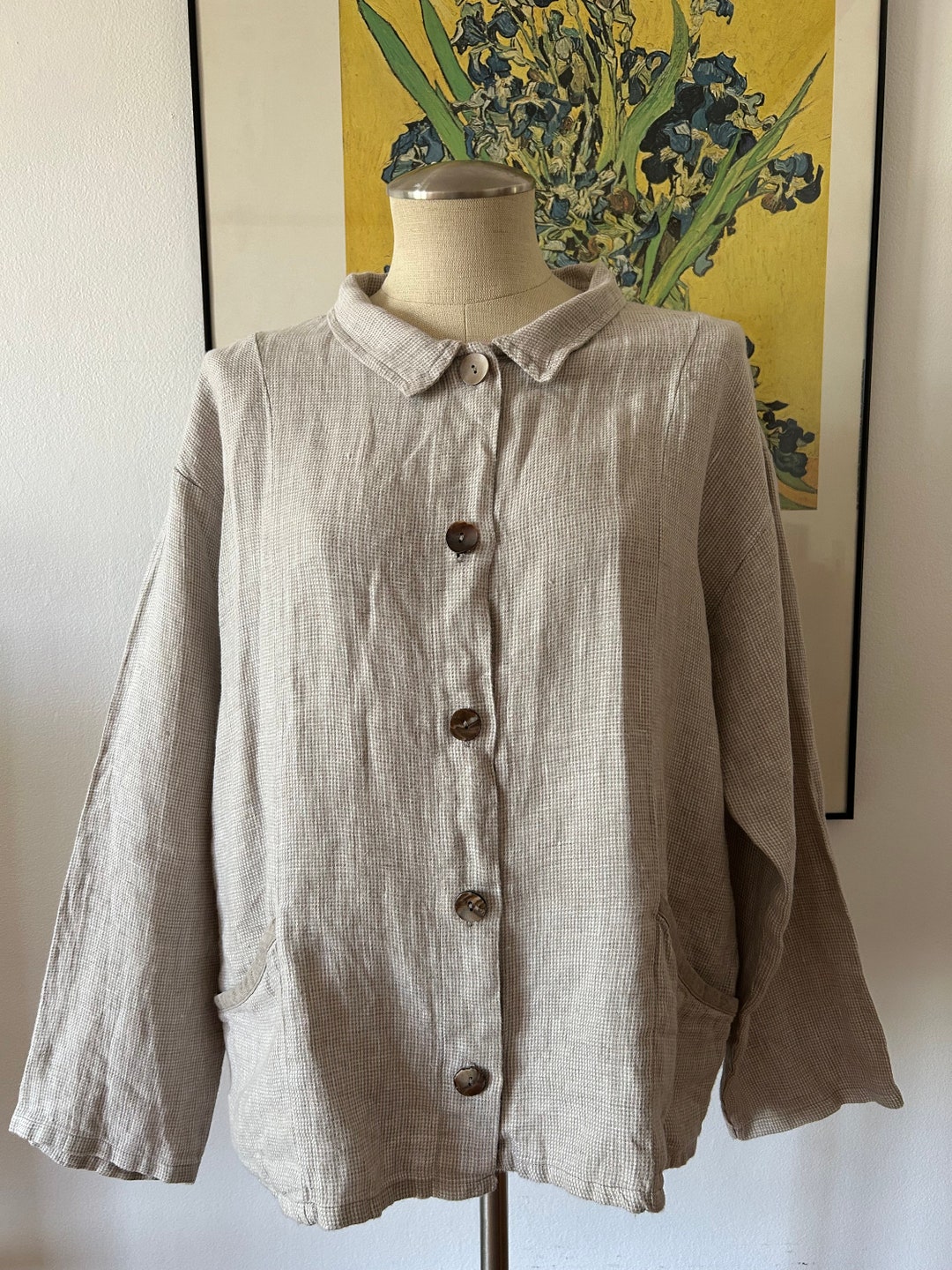 Aly Wear Linen Chore Top Linen Clothing Linen Chore Coat Gray Beige ...