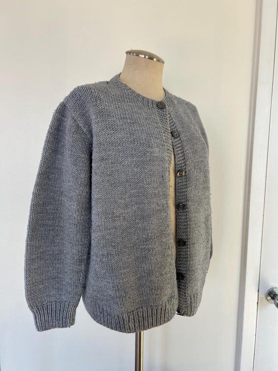 Hand Knit Grey Cardigan Sweater | Boxy Grey Sweater |… - Gem