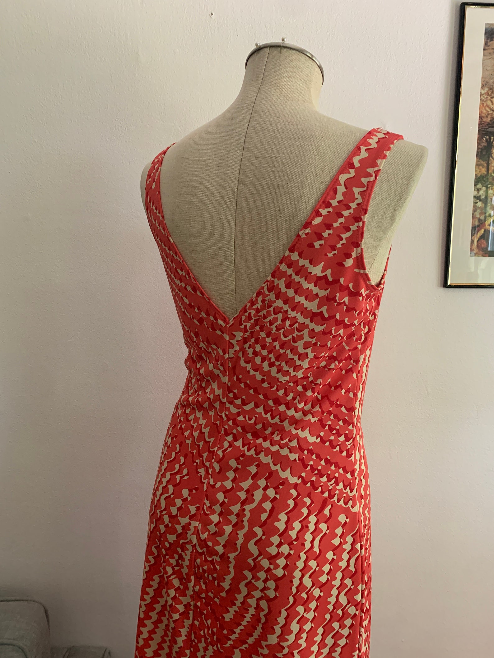 90s/early 2000s Cowl Neck Dress | Deep V Backline | Short Pink and Red ...