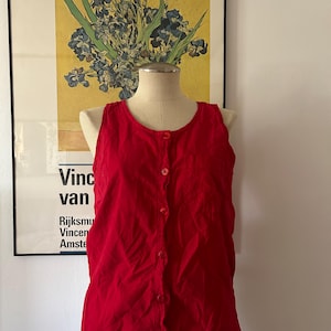 Vintage Red Vest Top | 100% Cotton Red Vest | 90s Red Vest | Vests ...