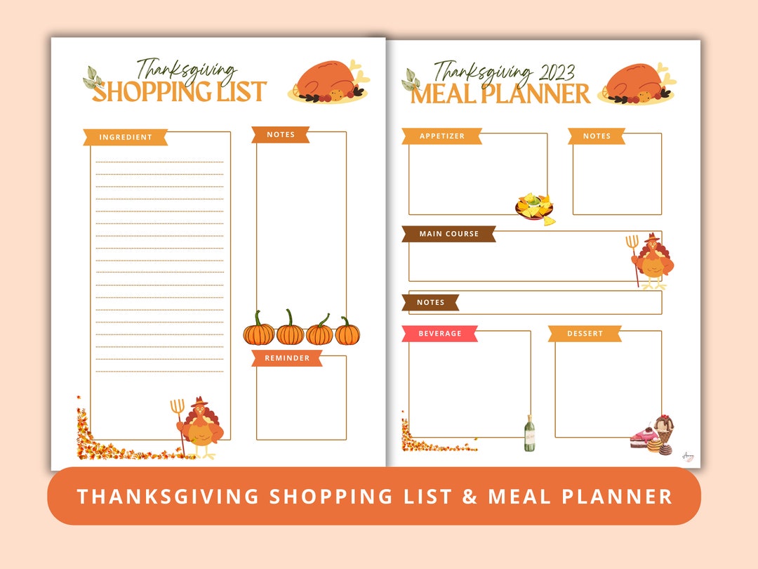 Thanksgiving Planner Printable, Holiday Planning, Thanksgiving Decor ...