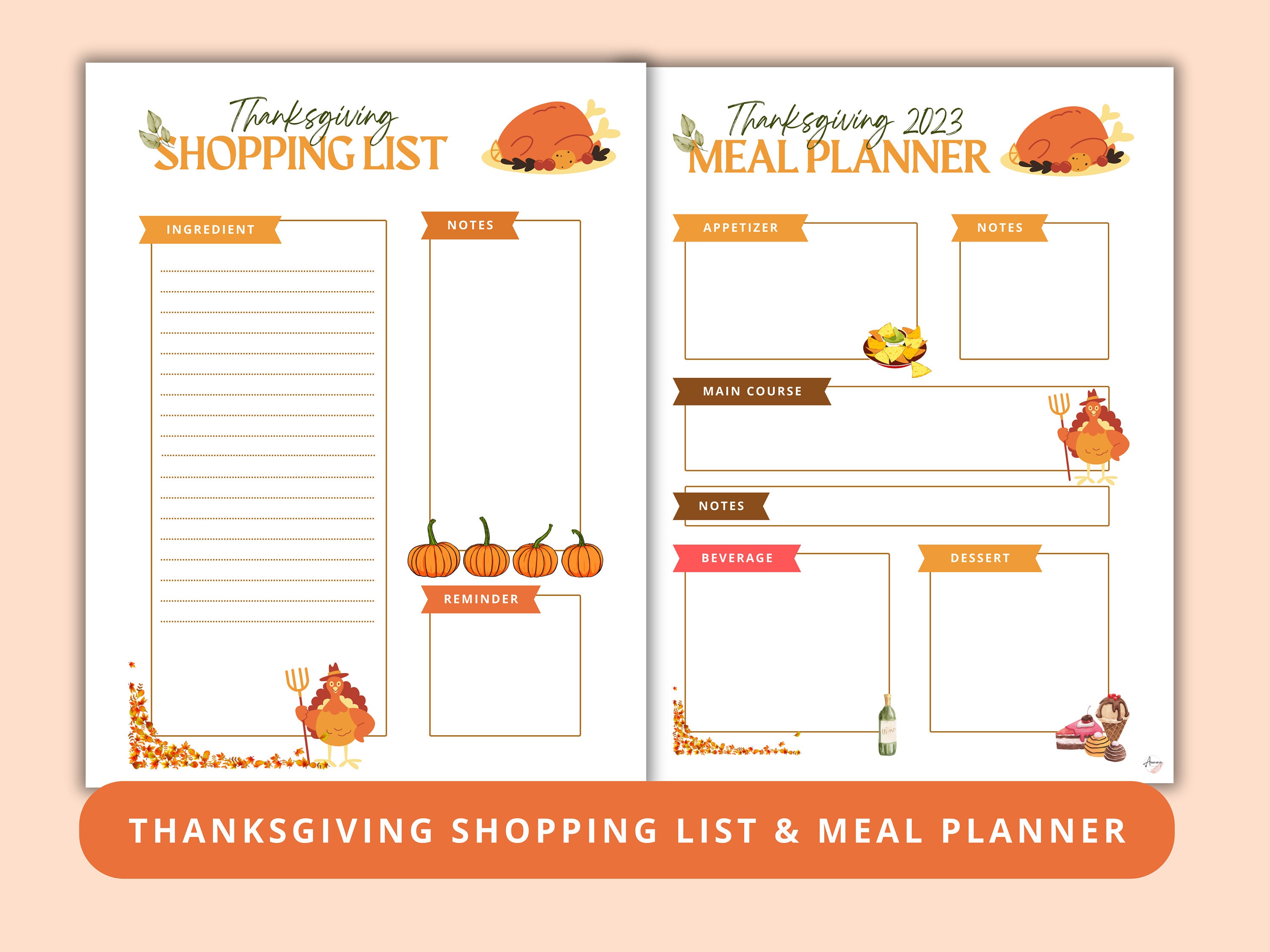 Thanksgiving Planner Printable Holiday Planning Thanksgiving - Etsy