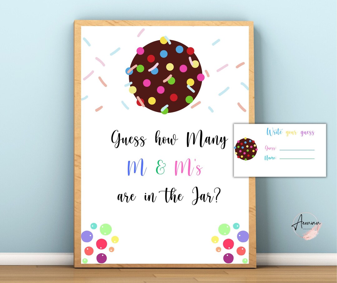 Guess How Many M&m's Game Printable, Baby Shower Games, Gold Confetti ...