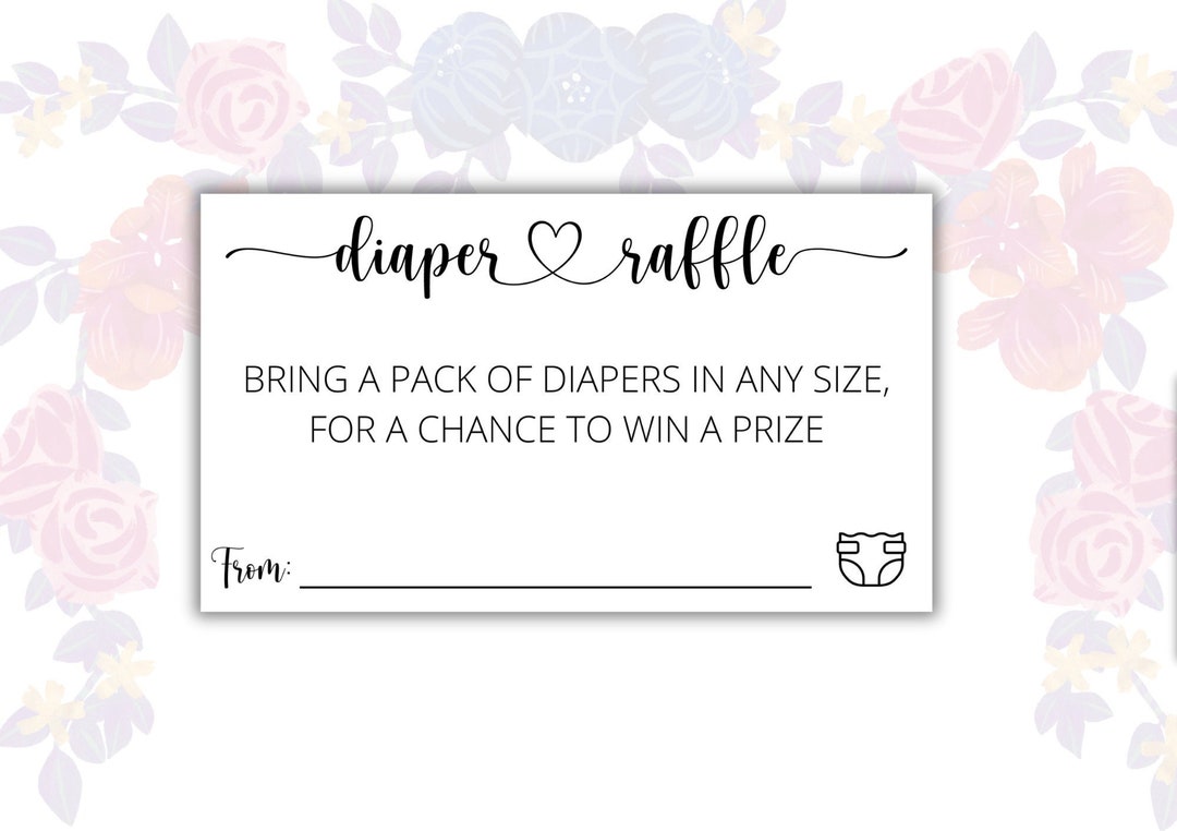 Diaper Raffle Ticket - Card for Baby Shower Game to Bring a Pack of ...