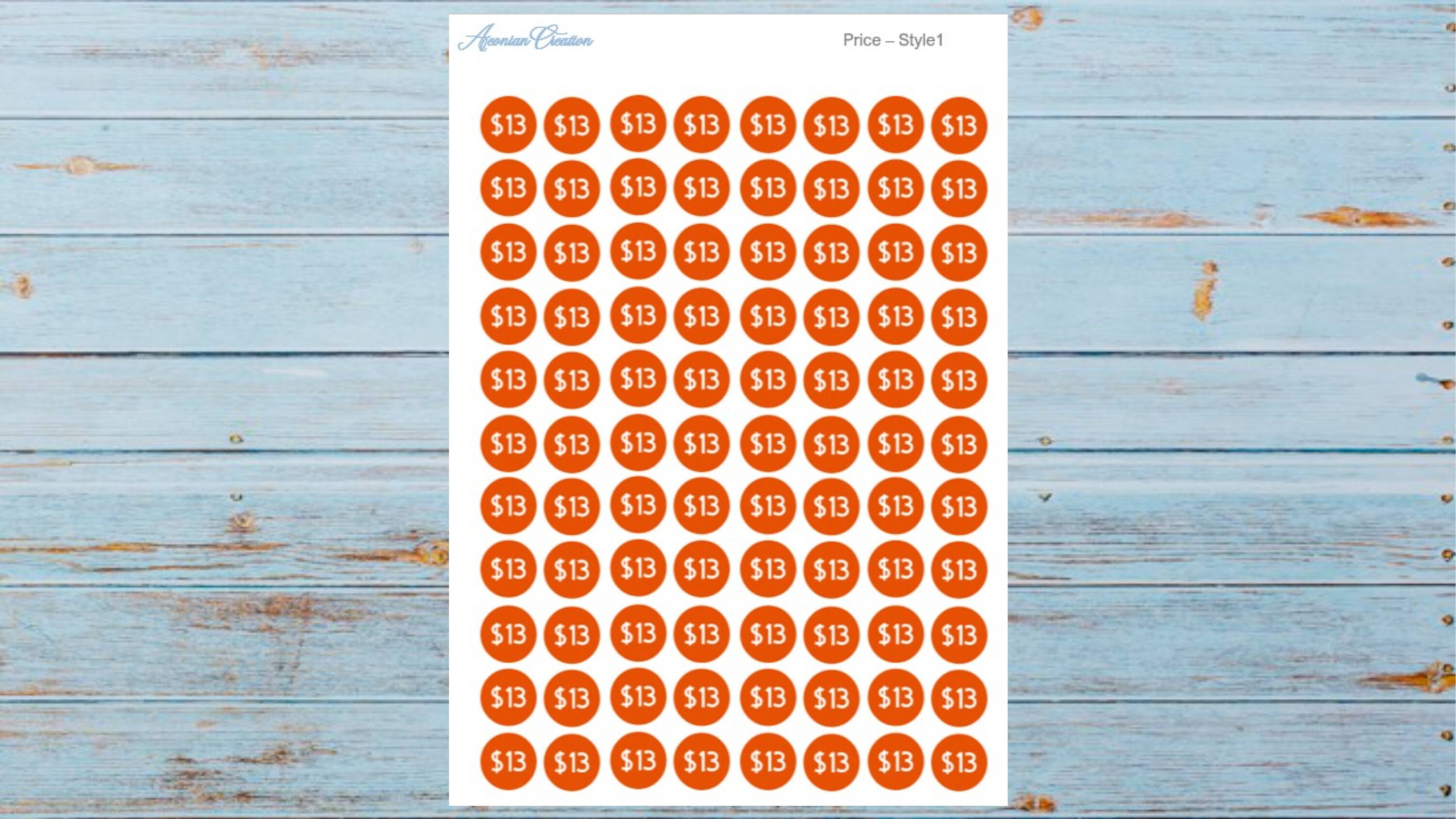 Set of 88 Price Sticker, Product Pricing Label, Price Tag, Round Price ...