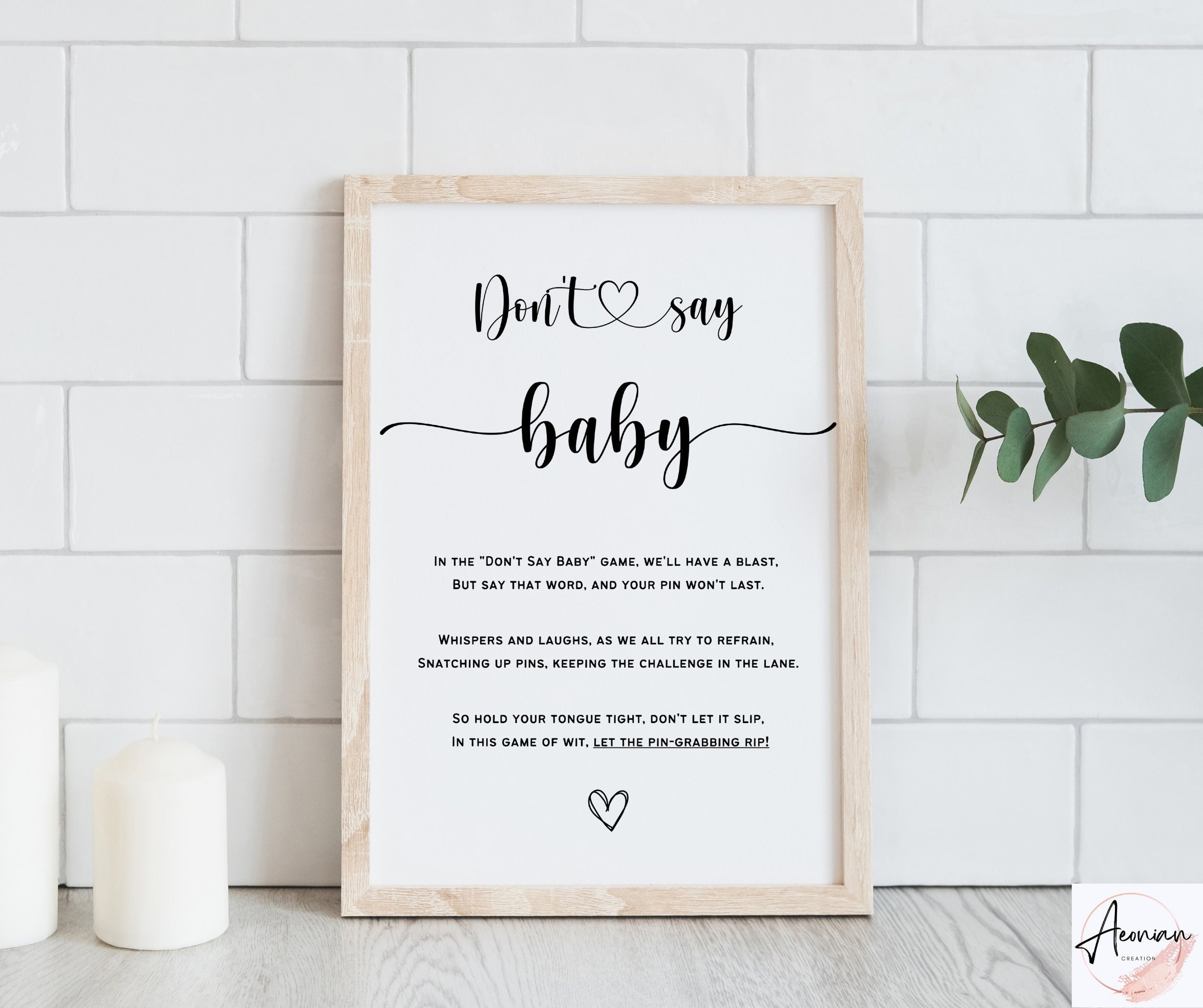 Dont Say Baby Game Printable Instant Download, Baby Shower Games, Dont ...