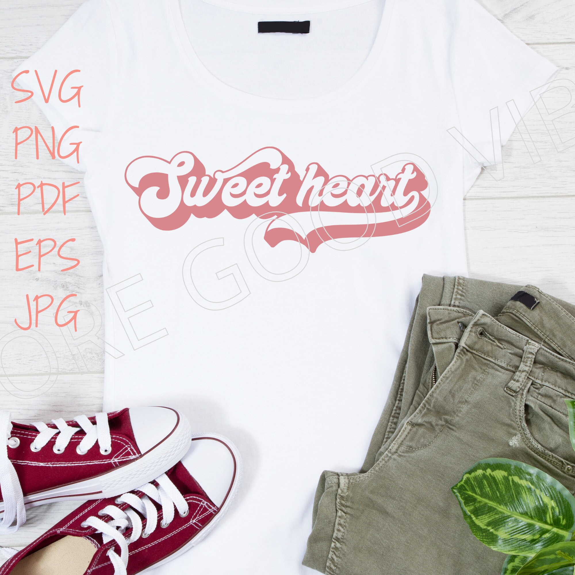 Retro Sweet Heart Svg Png File for Valentine's Day or - Etsy