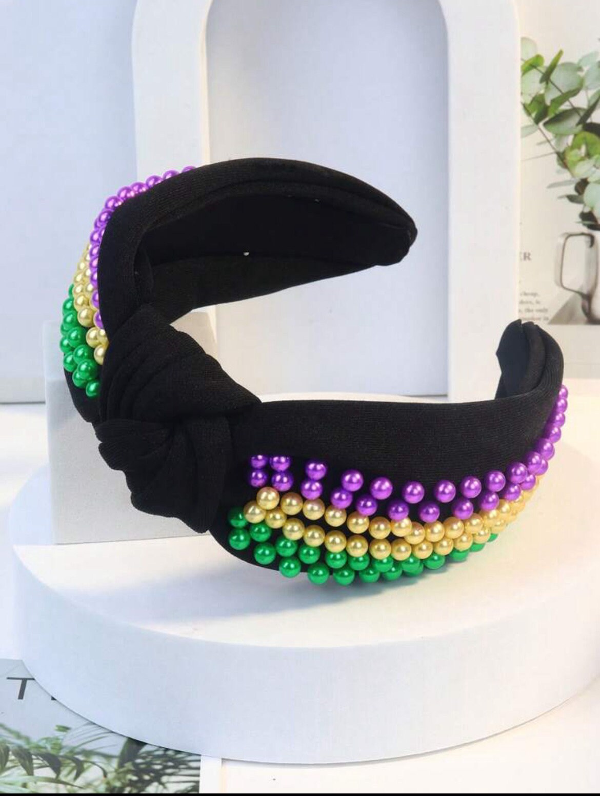 Mardi Gras Beaded Headband, Women's Carnival Accessories, Purple Green ...