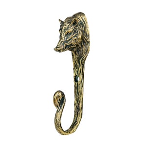 Wild Boar Head Brass Wall Hook, Decorative and Handmade Hook, Gift for ...
