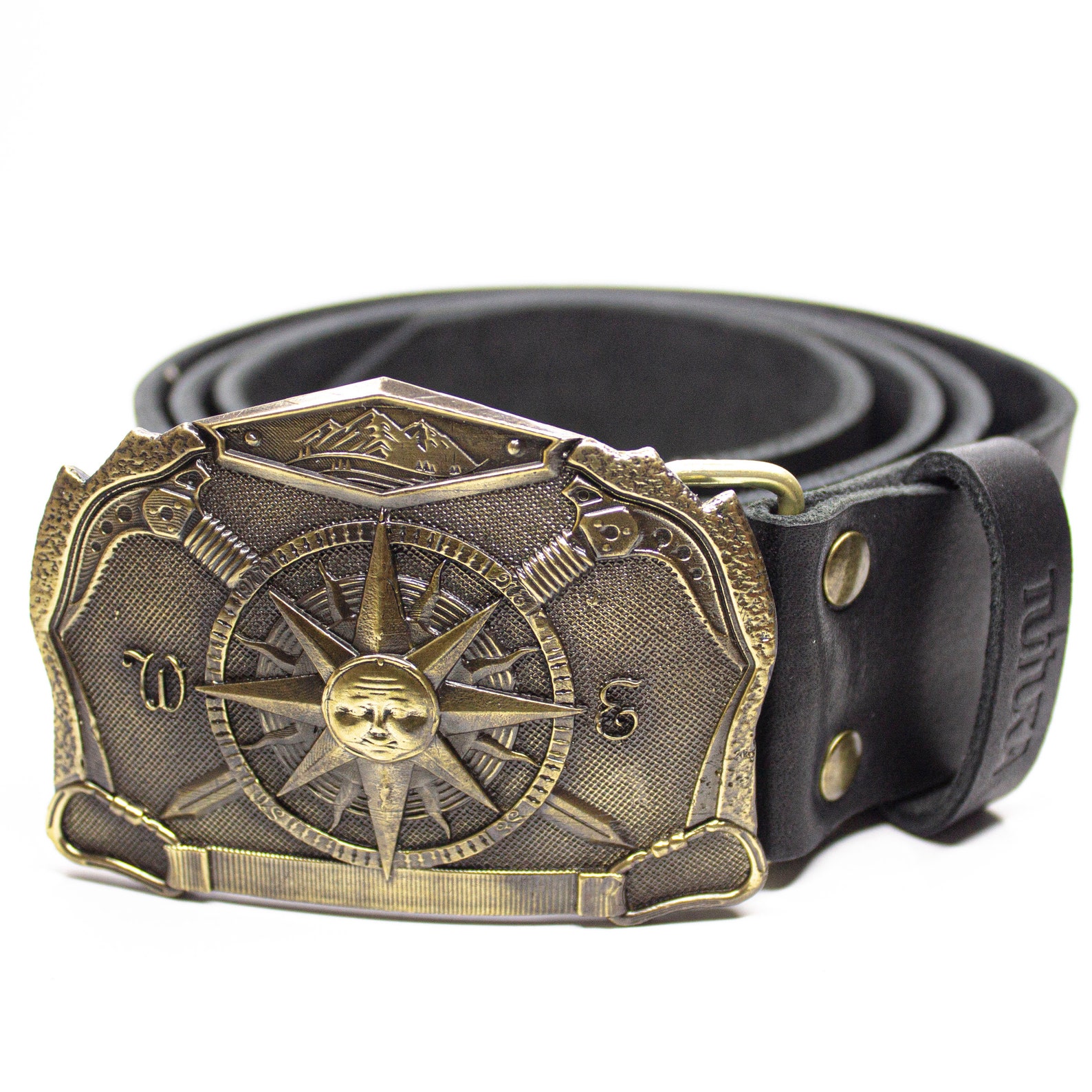 Belt Buckle "sun Compass", Brass Buckle, Design of Alpinist, Mountain ...