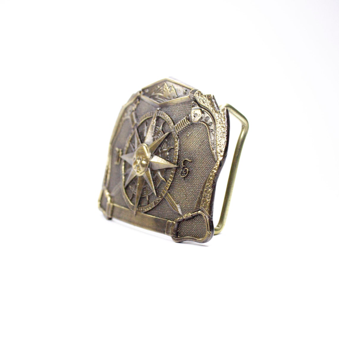 Belt Buckle "sun Compass", Brass Buckle, Design of Alpinist, Mountain ...
