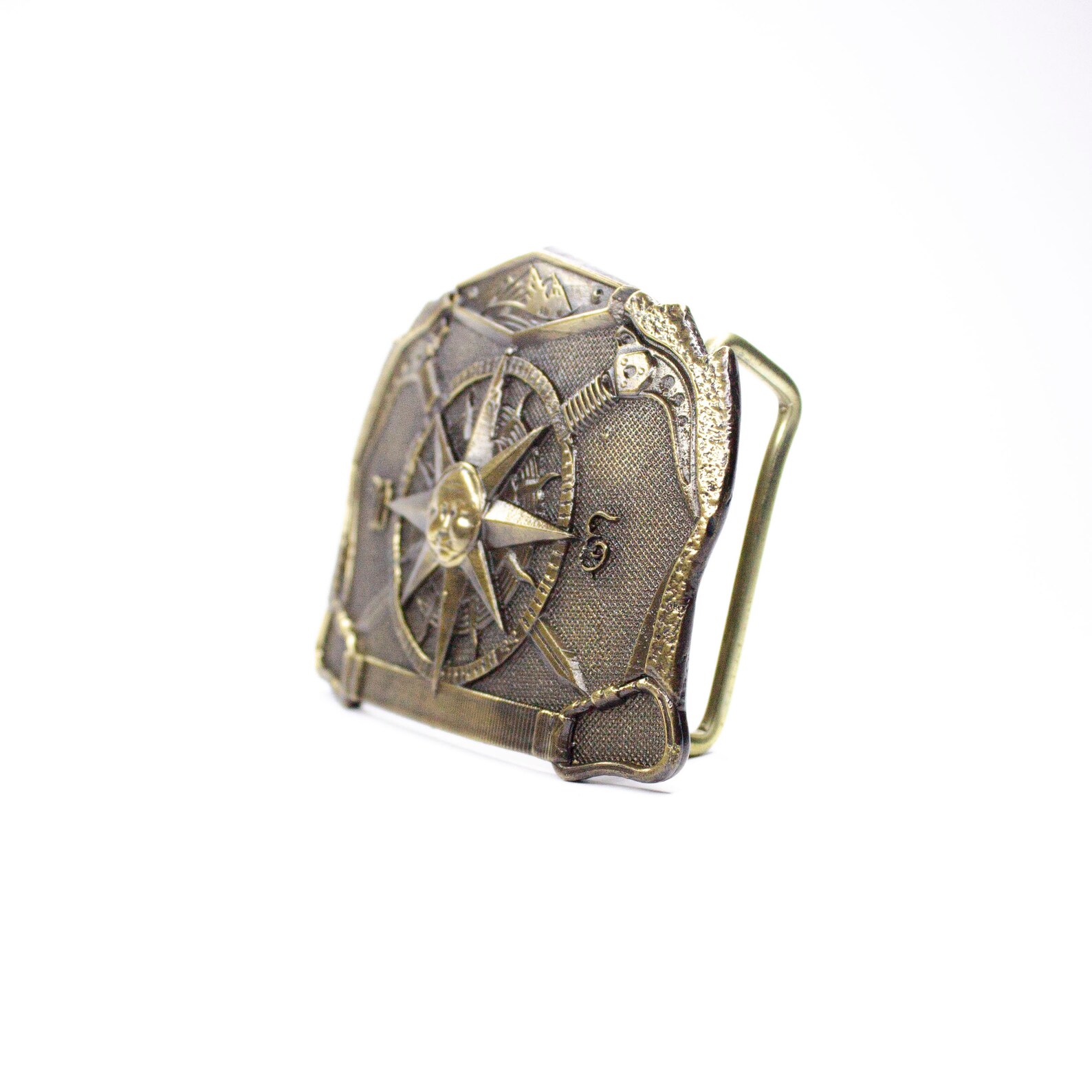Belt Buckle "sun Compass", Brass Buckle, Design of Alpinist, Mountain ...
