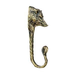Wild Boar Head Brass Wall Hook, Decorative and Handmade Hook, Gift for ...