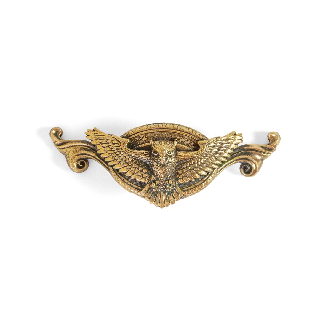 Flying Owl Brass Drawer Pull: Handmade Rustic Cabinet Knob - Etsy