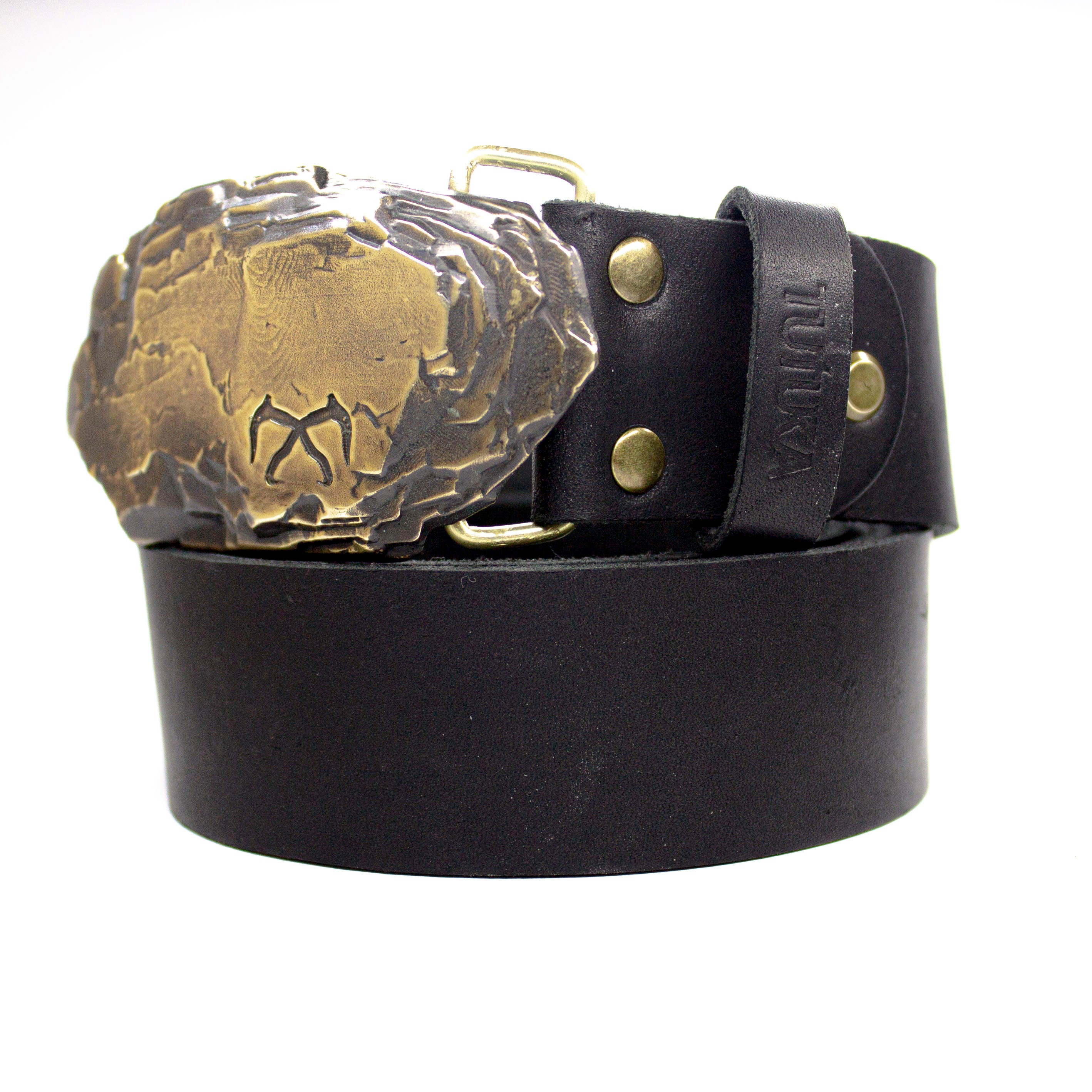 Leather belt Rock with brass buckle adventure | Etsy