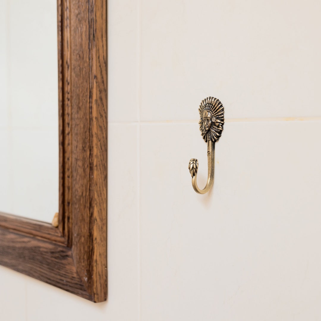 Native American Girl, Cast Brass Wall Hanger: for Towels, Capes ...