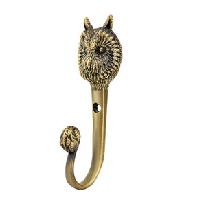 OWL HOOK Hanger Solid Brass, Decorative Wall Hooks Handmade Coat ...
