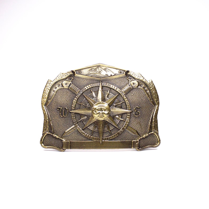 Belt Buckle "sun Compass", Brass Buckle, Design of Alpinist, Mountain ...