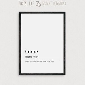 Home Definition Printable, Apartment Warming Gift, Dictionary ...