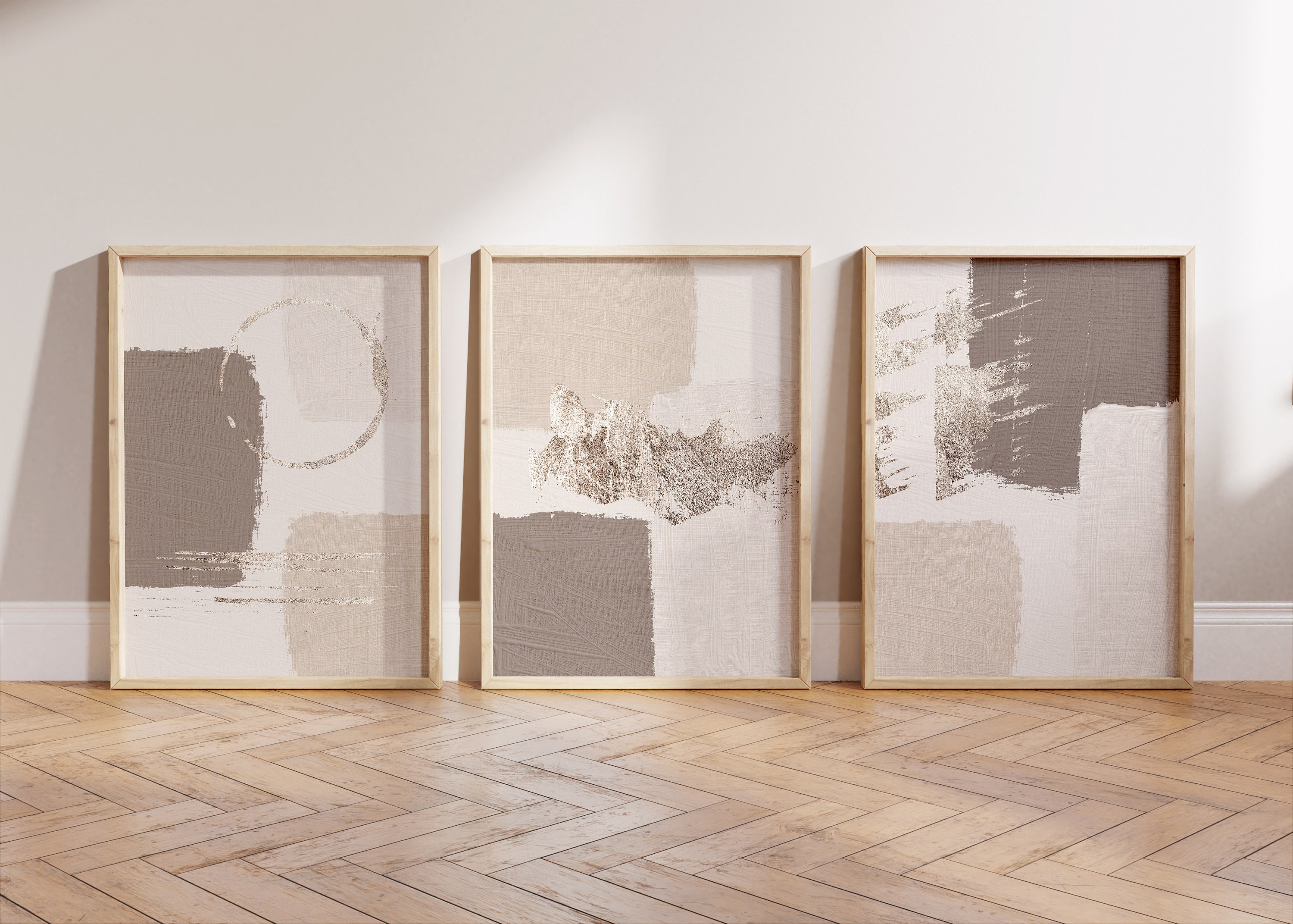 Neutral Wall Prints Set of 3, Taupe Wall Decor, Large Wall Art, Modern ...